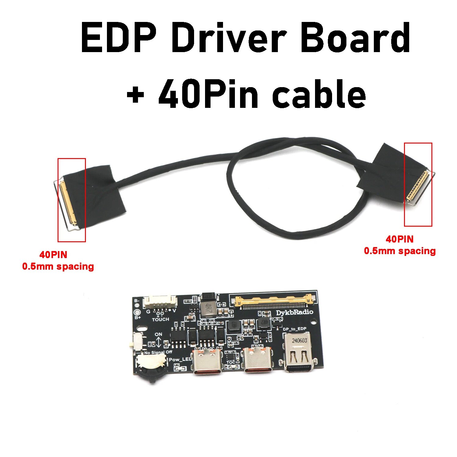 Плата драйвера EDP + 40Pin кабель, board w 40pin cable