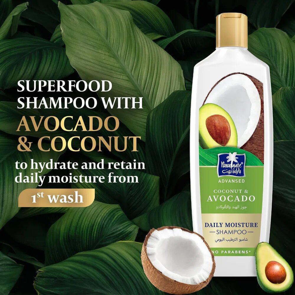 Шампунь с Авокадо и Кокосом для увлажнения Парашют, Parachute Advansed Avocado & Coconut Daily Moisture Shampoo, 340 мл.