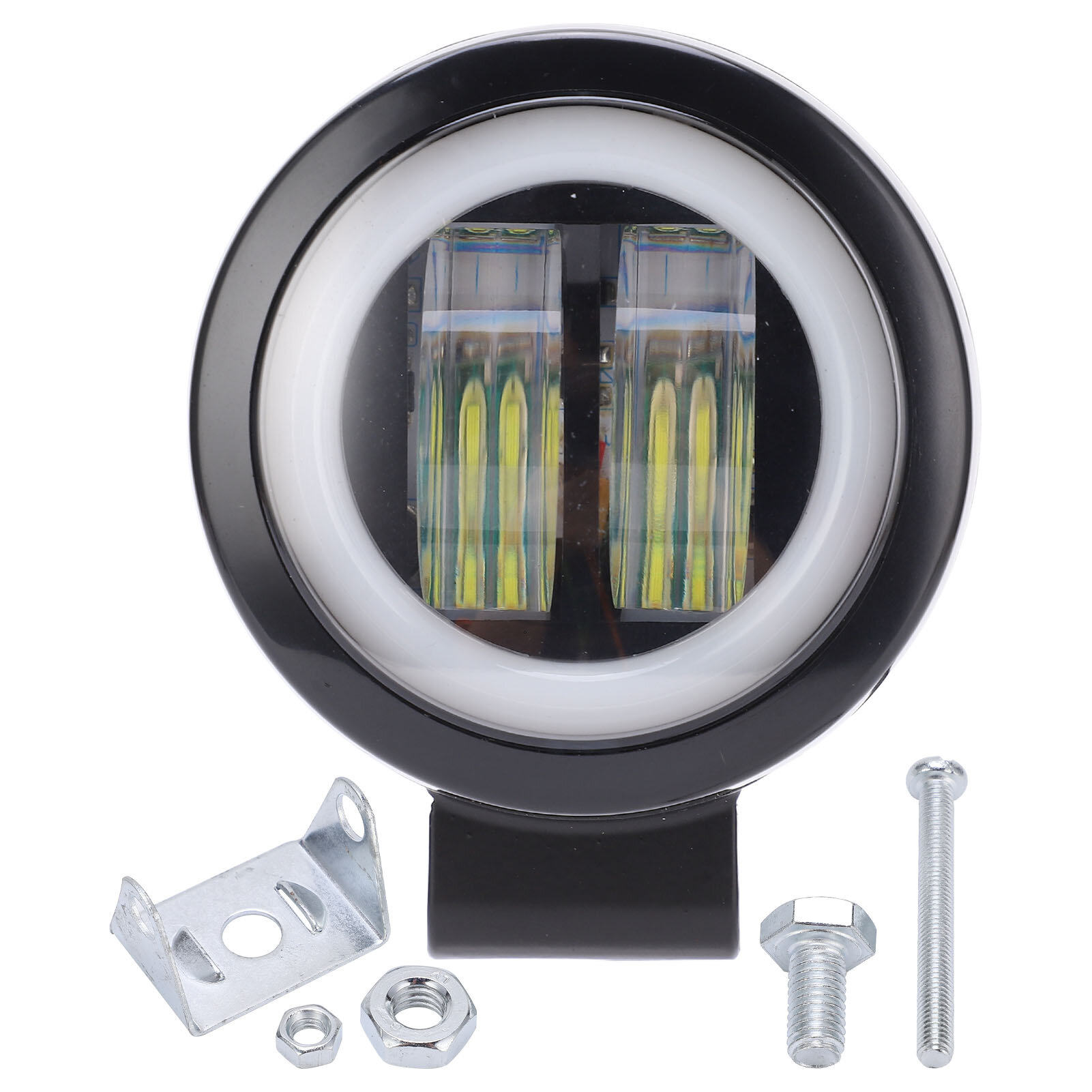 Светодиодная противотуманная фара, дополнительная лампа 4D с двойной линзой, 20 Вт, с «ангельскими глазками» для мотоцикла, квадроцикла, грузовика, лодки, белая диафрагма.