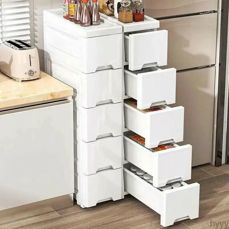 Комод белый, напольный, 5 ящ, 25х34x82 см, подходит для нескольких сценариев