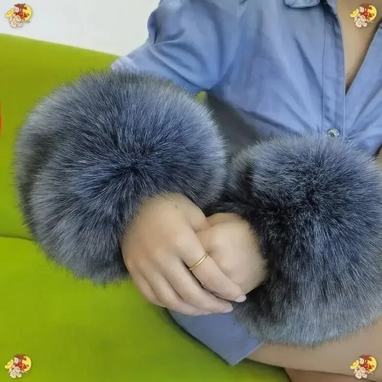 2 шт Женские фальшивые меховые манжеты эластичная меховая рука теплее зимняя пушистый плюшевый ветропроницаемый браслет рукав куртки аксессуары,33,15, искусственный мех,35, темно-серый, SKU00285
