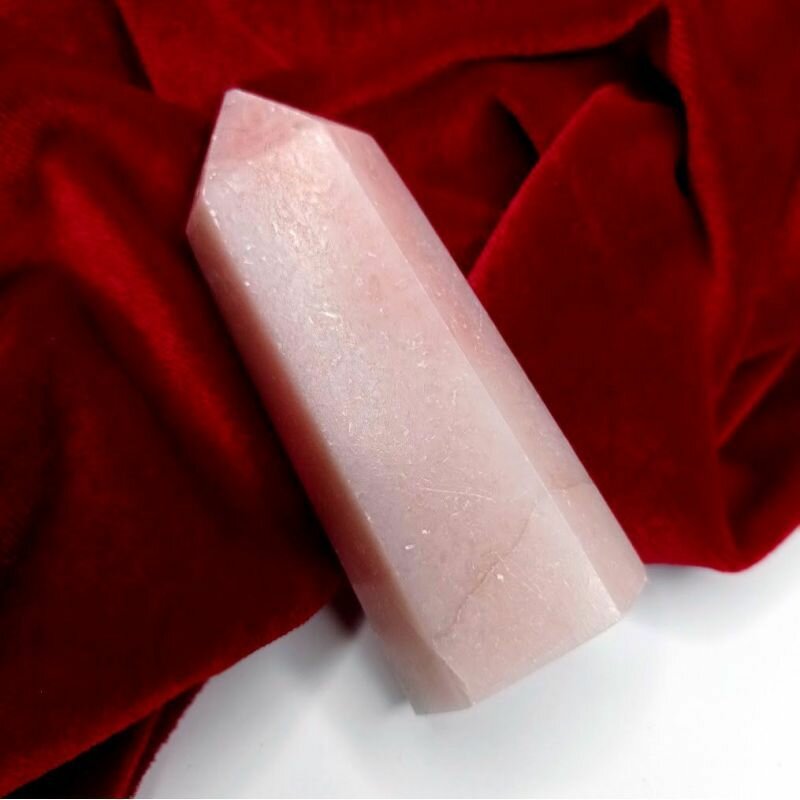 Розовый Опал 8,1 см / энергетический обелиск, кристалл, бархатный мешочек для хранения