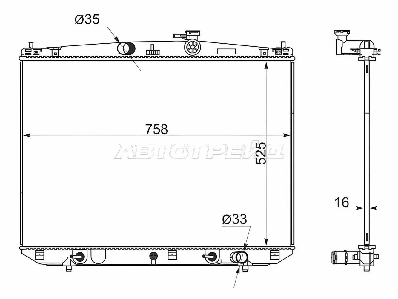 Радиатор охлаждения двигателя для Тойота Хайлендер, Клюгер арт TY0003GSU55 SAT