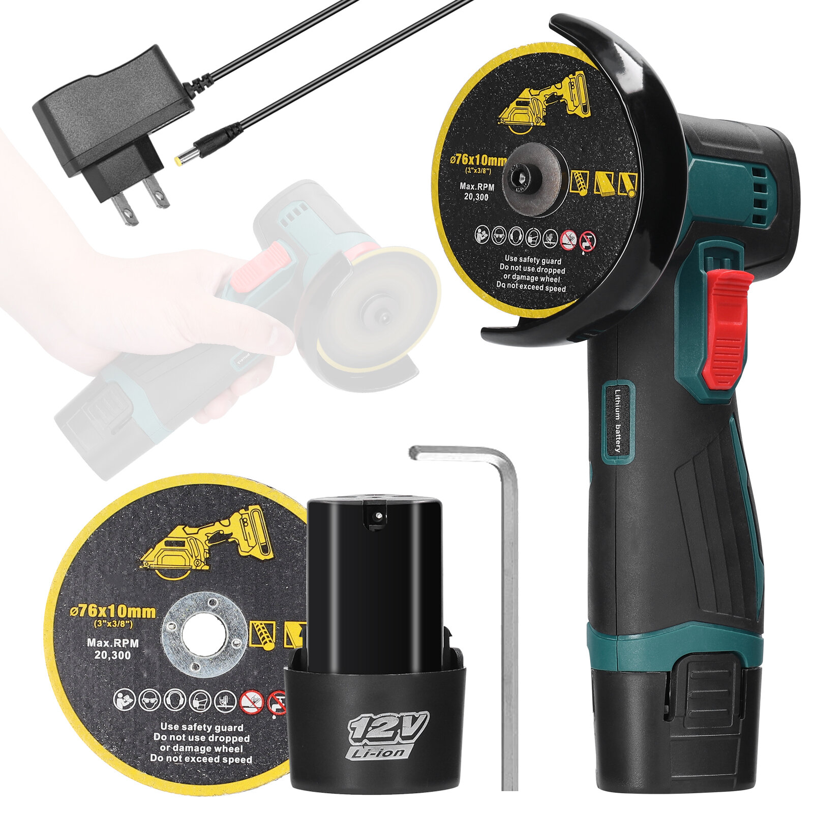 3-дюймовая электрическая шлифовальная машина с щеточным двигателем, многофункциональная угловая шлифовальная машина, ручной литиевый резак, универсальный электроинструмент для резки и полировки керамической плитки, дерева, камня и стали.