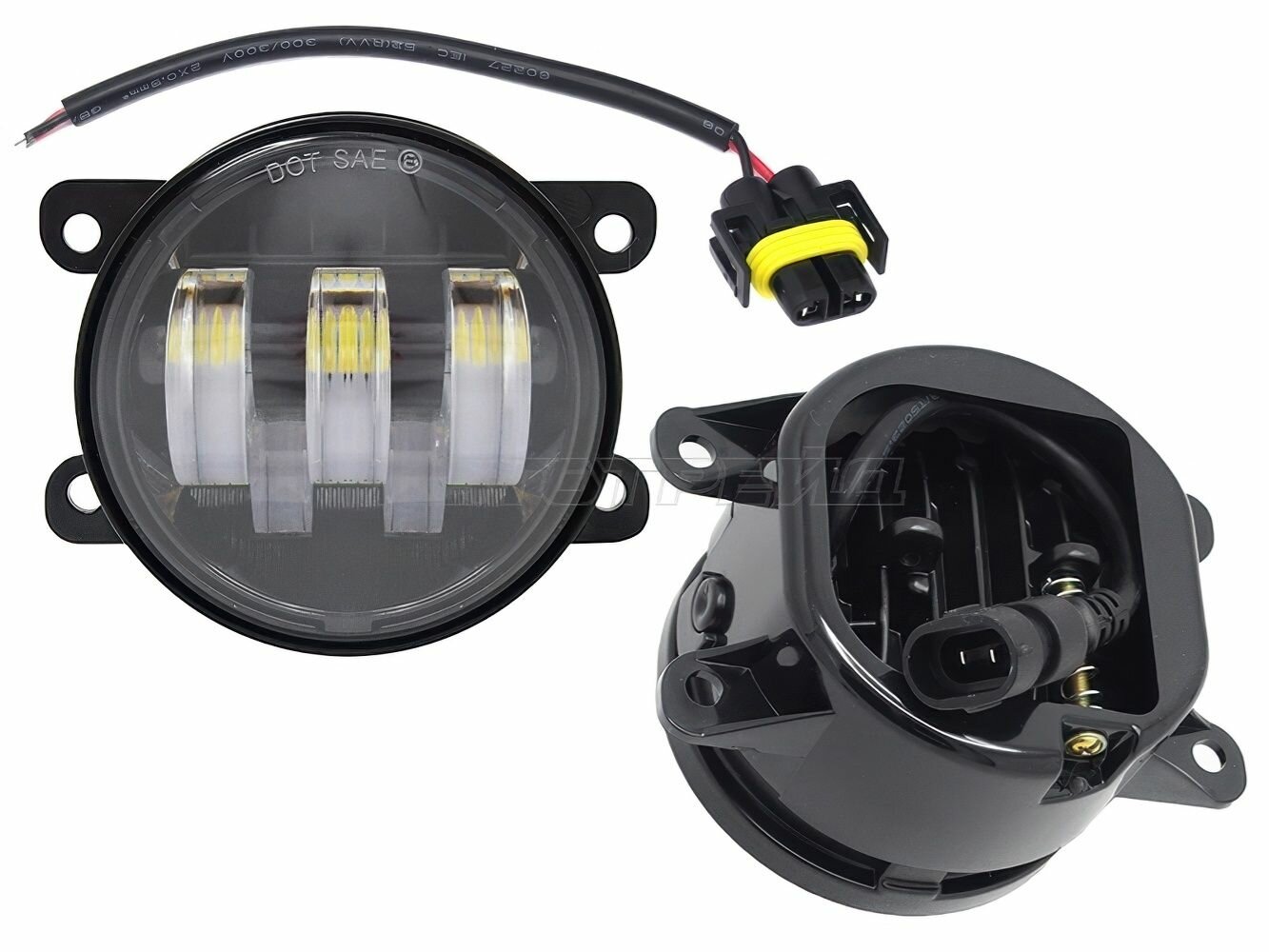 Фара противотуманная LED белый, желтый для Форд Фокус, Опель Астра G, H, Рено Дастер, Логан арт ST260027 SAT