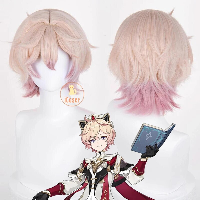 Genshin Impact Dahlia Косплей Парик TDAICHAN Светло-Желтый Розовый