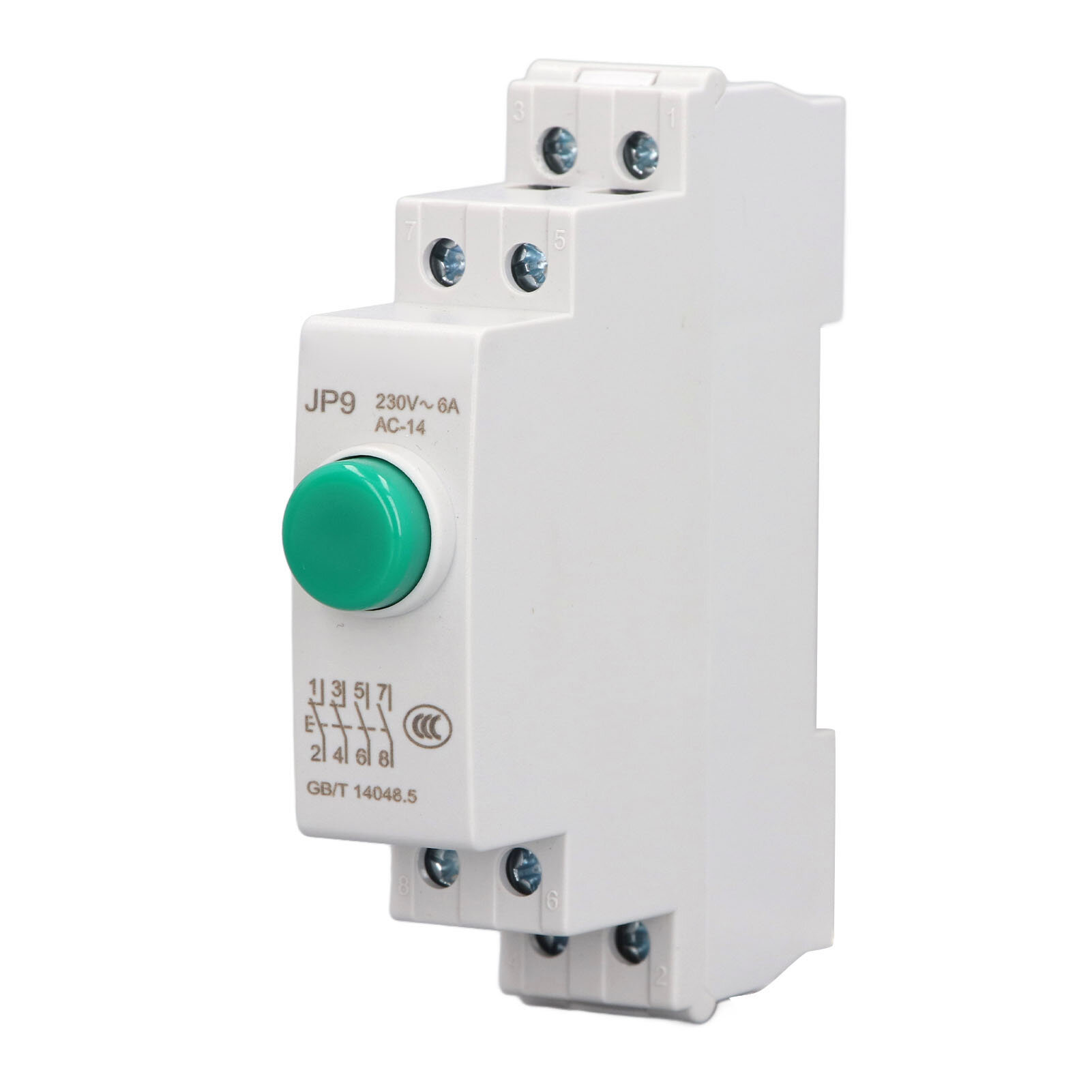 Кнопочный переключатель для DIN-рейки, AC230V, 2NO, 2NC, для магнитного пускового контактора, электротехнического управления, JP9, зеленый.