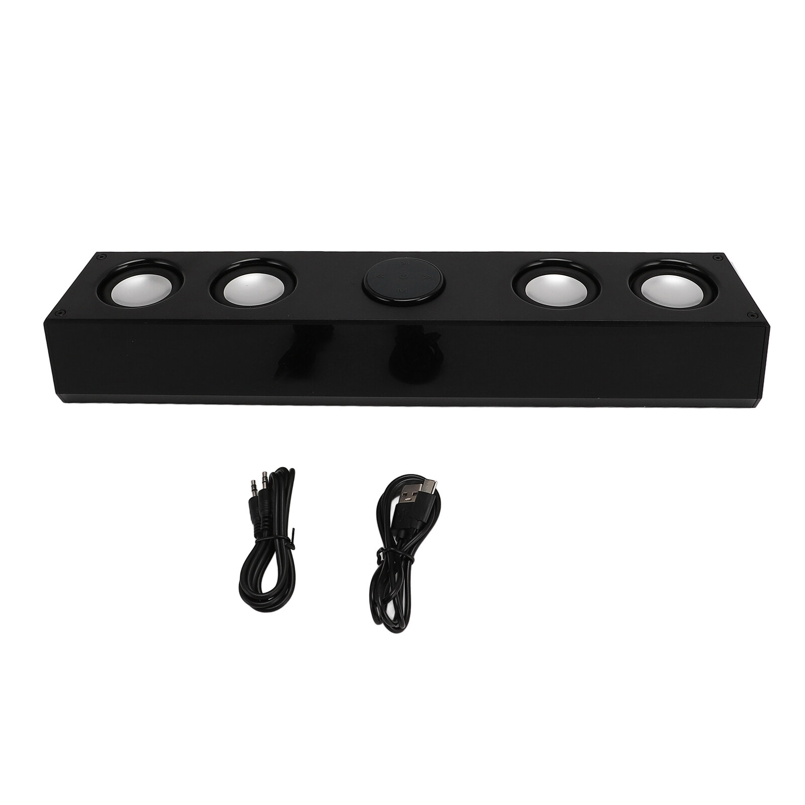 Компьютерная колонка Hi-Fi, Bluetooth 5.3 и проводной вход 3.5 мм, RGB подсветка, с будильником и радио, для настольных ПК, ноутбуков, телефонов, черного цвета.