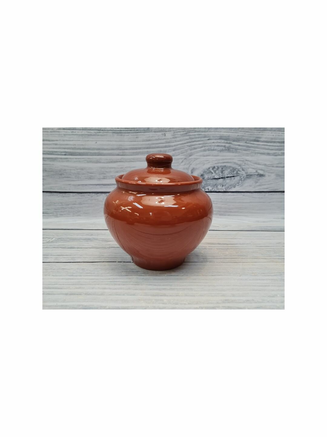 Горшок глиняный для запекания Русский "Стандарт", с крышкой, объем 0.85 л, ширина 14 см, высота 14 см