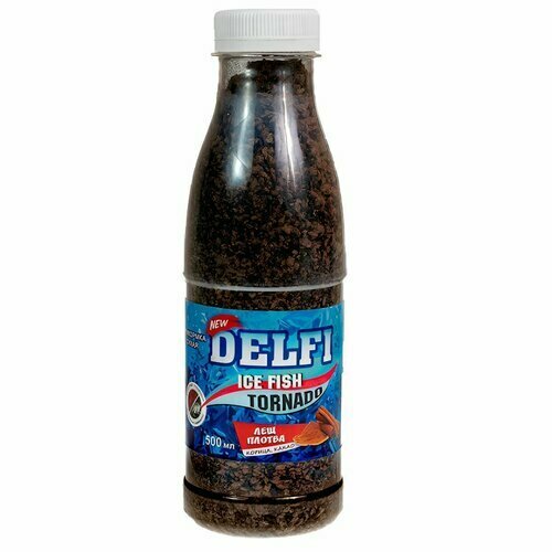 Прикормка DELFI зимняя ICE FISH Tornado лещ + плотва; какао + корица, черная 500 мл