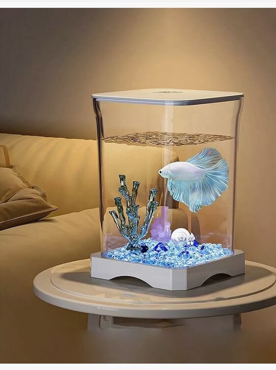 Аквариум, каркасный, ABS пластик, 2.5 л, 11,8 см x 11,8см x 17,8 см, белый