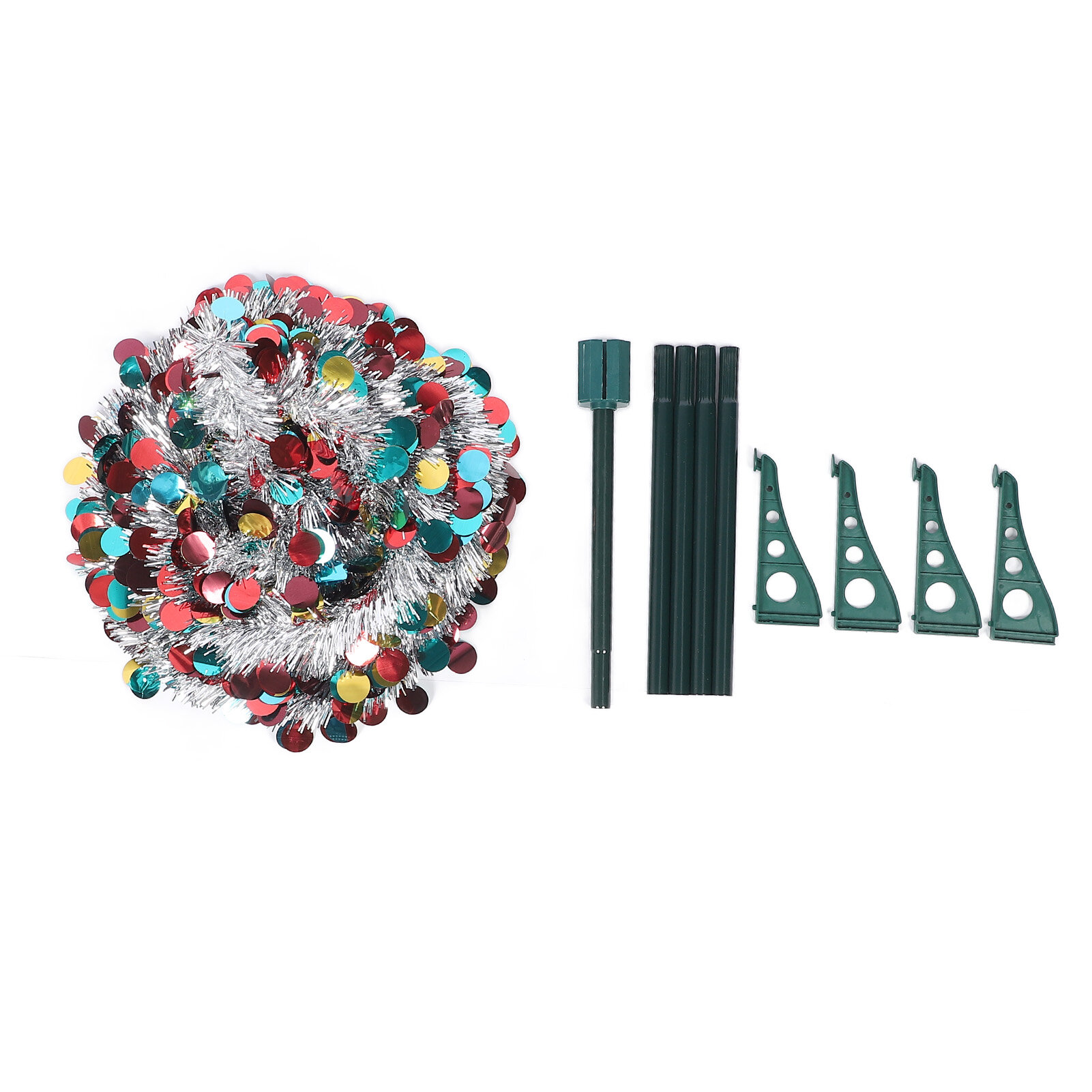 Искусственная складная елка из ПЭТ высотой 4,9 фута, украшенная пайетками, для домашнего праздничного декора, серебристого цвета.