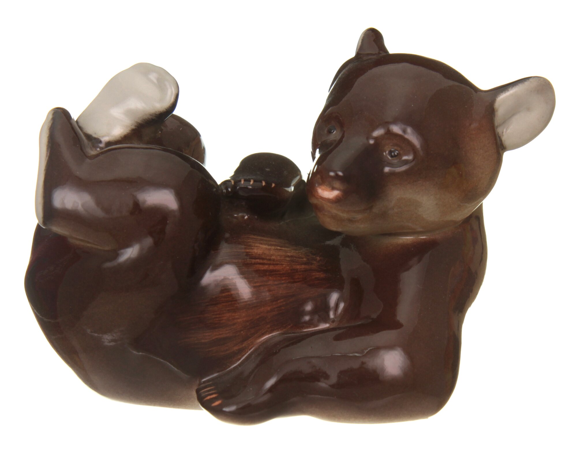 Статуэтка ИФЗ Медвежонок лежачий 8.7см, ручная роспись, фарфор 82.01055.00.1