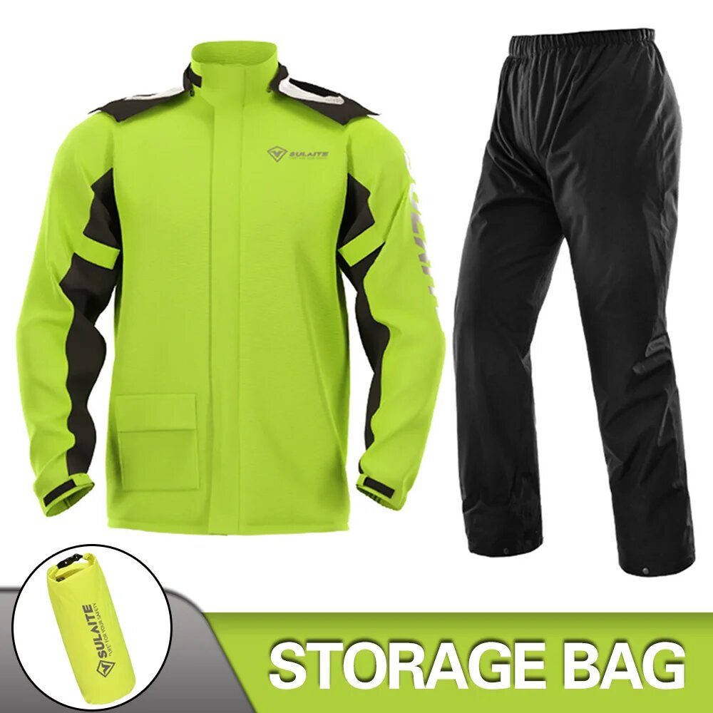 Мотоциклетный дождевик куртка и брюки, XXL, Green 0901