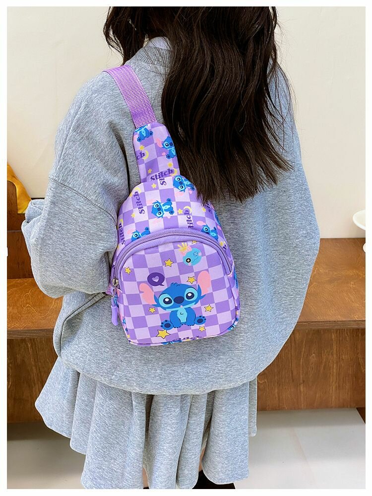 Детский Рюкзак-Сумка Стич Кроссбоди, Нагрудный или Поясной, Легкий для Прогулок, Органайзер для Мелочи (Унисекс)