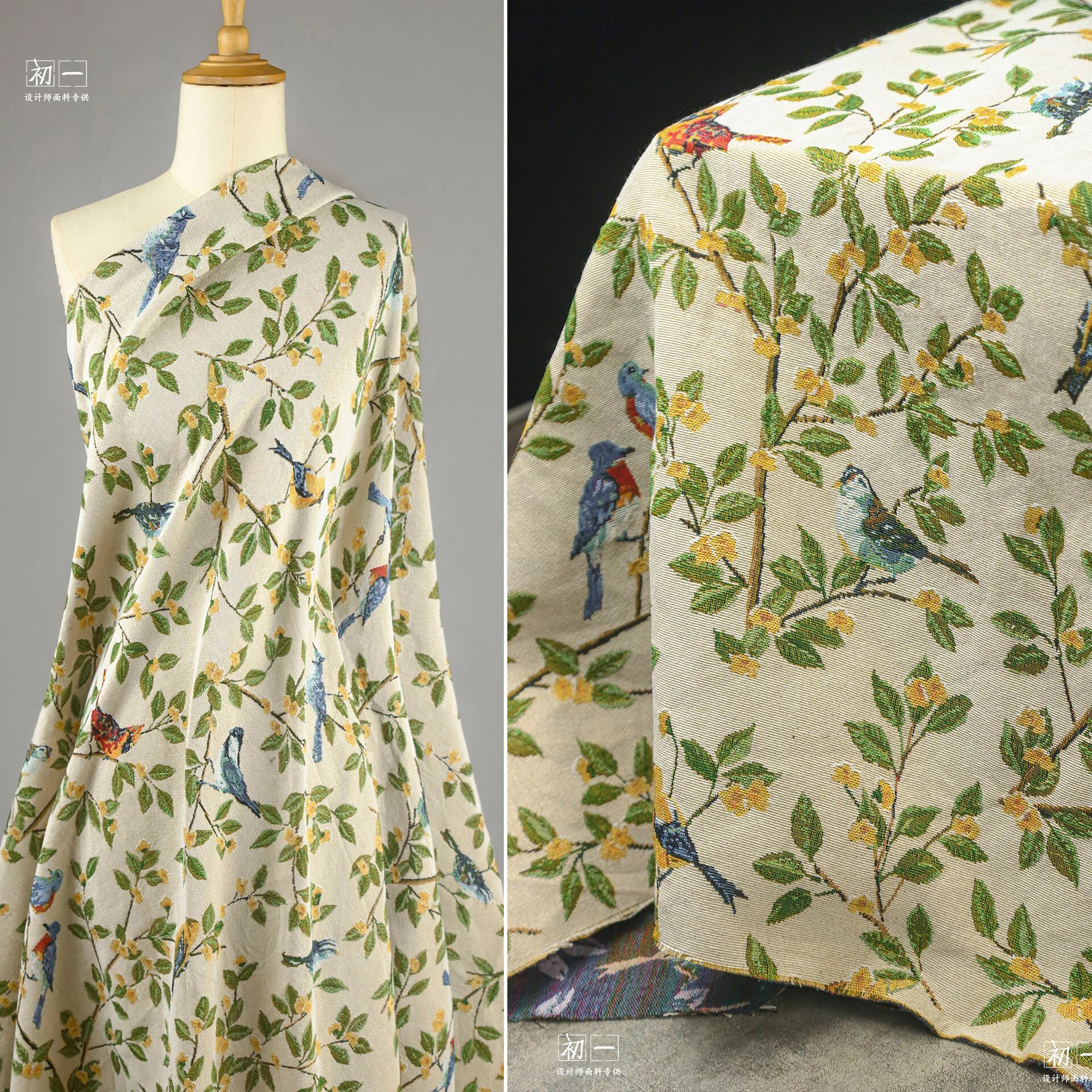 Китайская ретро пасторальная жаккардовая ткань полиэстер 0.5х1.48 м