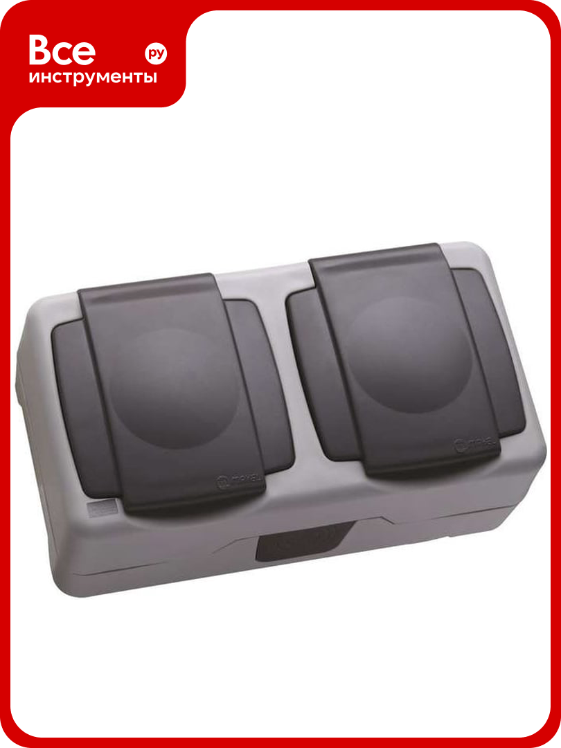 2-местная розетка MAKEL ОП, 16А, IP55, серый 36064206