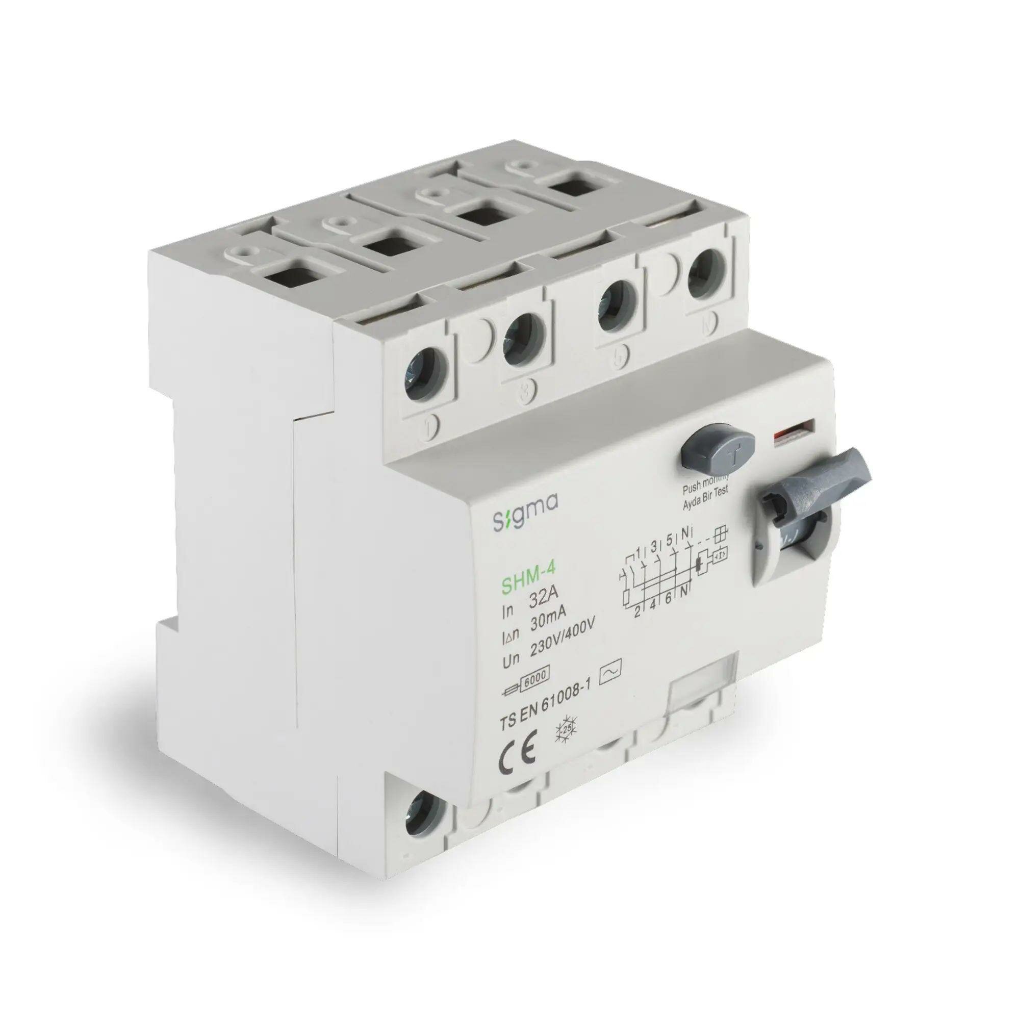Выключатель дифференциального тока Sigma Elektrik ВДТ (УЗО) AC 4P 30mA 6kA 32A SHM4032030