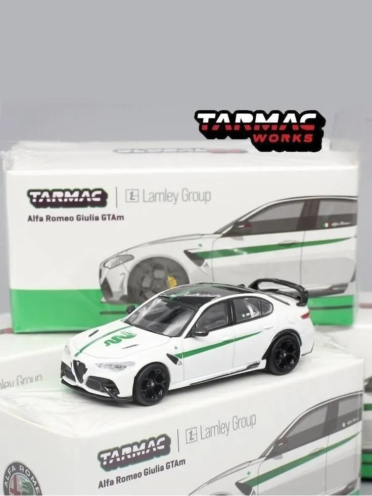 Машинка Tarmac Works TW 1/64 Giulia Juliet GTAm is suitable for Alfa Romeo white Die-cast Alloy Car Model Collection Display Gift