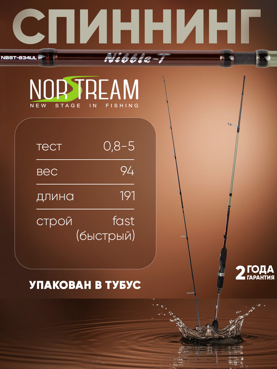 Спиннинг Norstream Nibble T 634UL тест 0,8 - 5 г, 191см