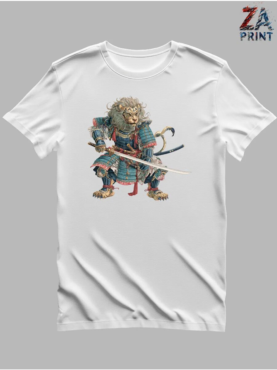 Футболка самурай лев