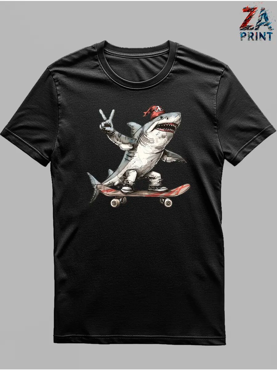 Футболка акула с кофе