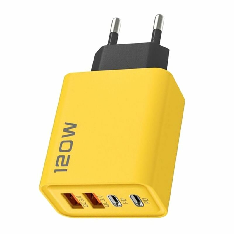 (1шт) 4-портовое зарядное устройство для мобильного телефона с быстрой зарядкой мощностью 120 Вт, штекер EU / US UK