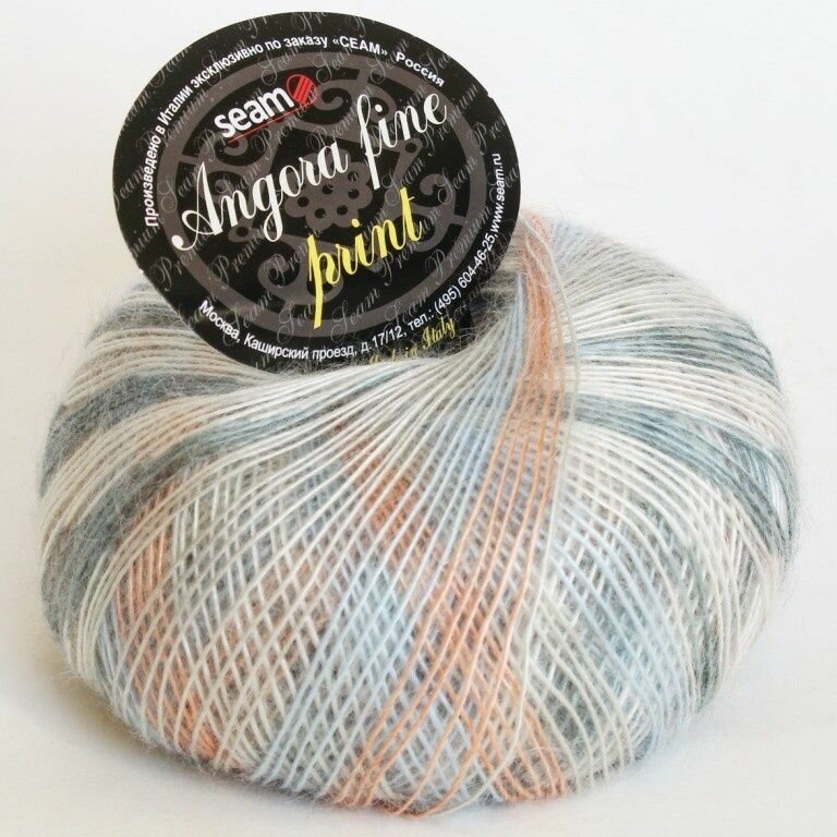 Ангора фине (мохер+нейлон) 50гр*300м*5шт №850 принт
