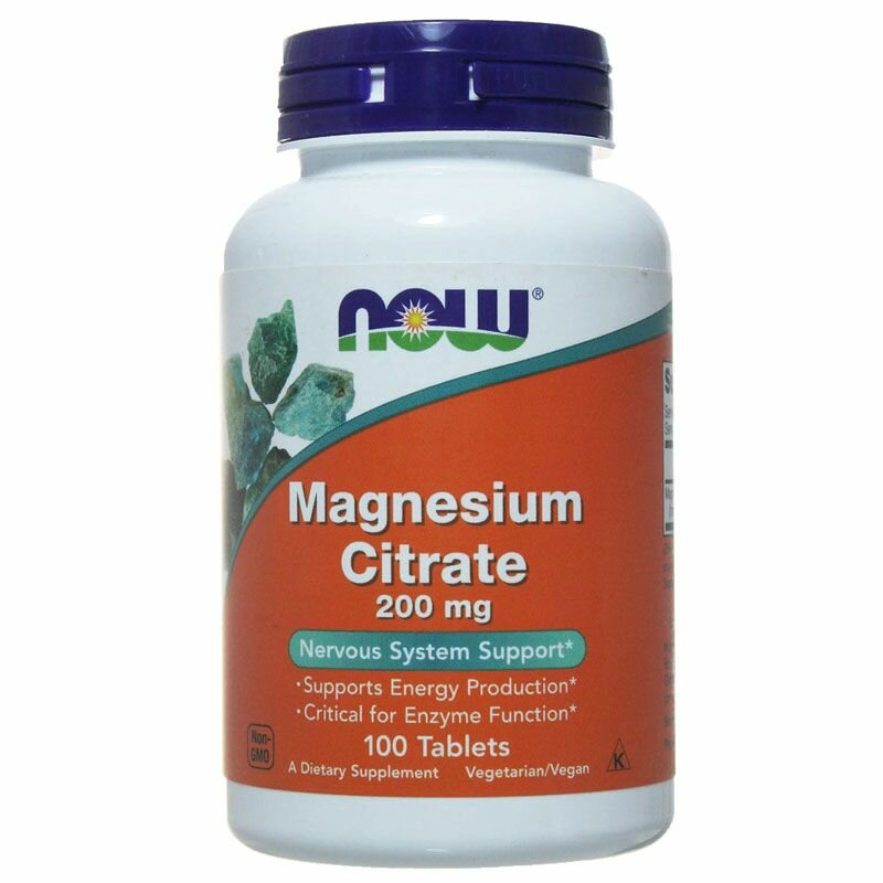Витамины и минералы NOW Magnesium Citrate 200 мг. (100 таб.)_