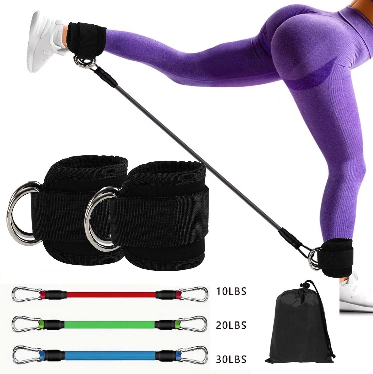 Резиновый эспандер, для ног и ягодиц, трубчатый, с манжетами, для фитнеса