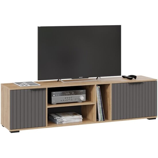 Тумба под ТВ Трия Хилтон Дуб крафт золотой//Графит матовый