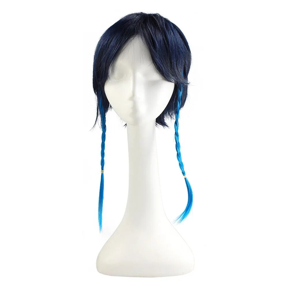 Genshin Venti Косплей костюм для детей Синий, S, wig