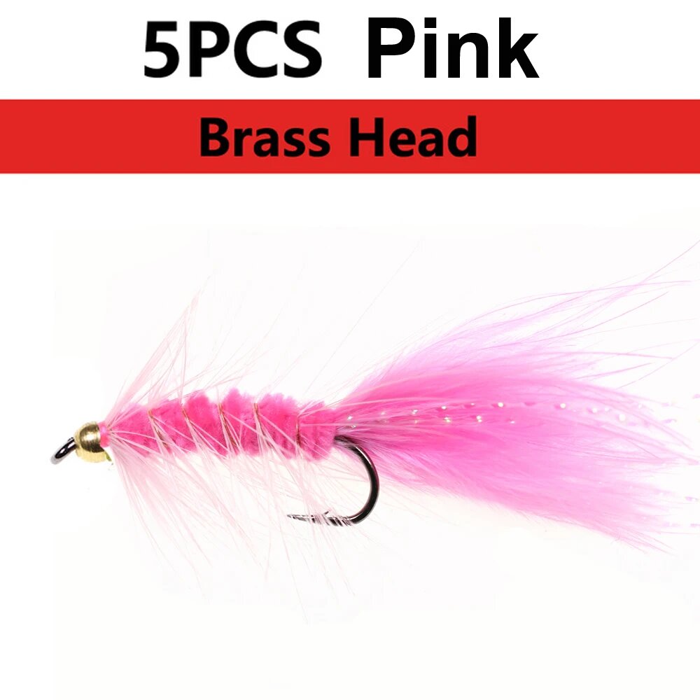 5 шт. искусственные мухи JIGEECARP для ловли карпа Розовый, Size 6, 5pcs Pink brassbead