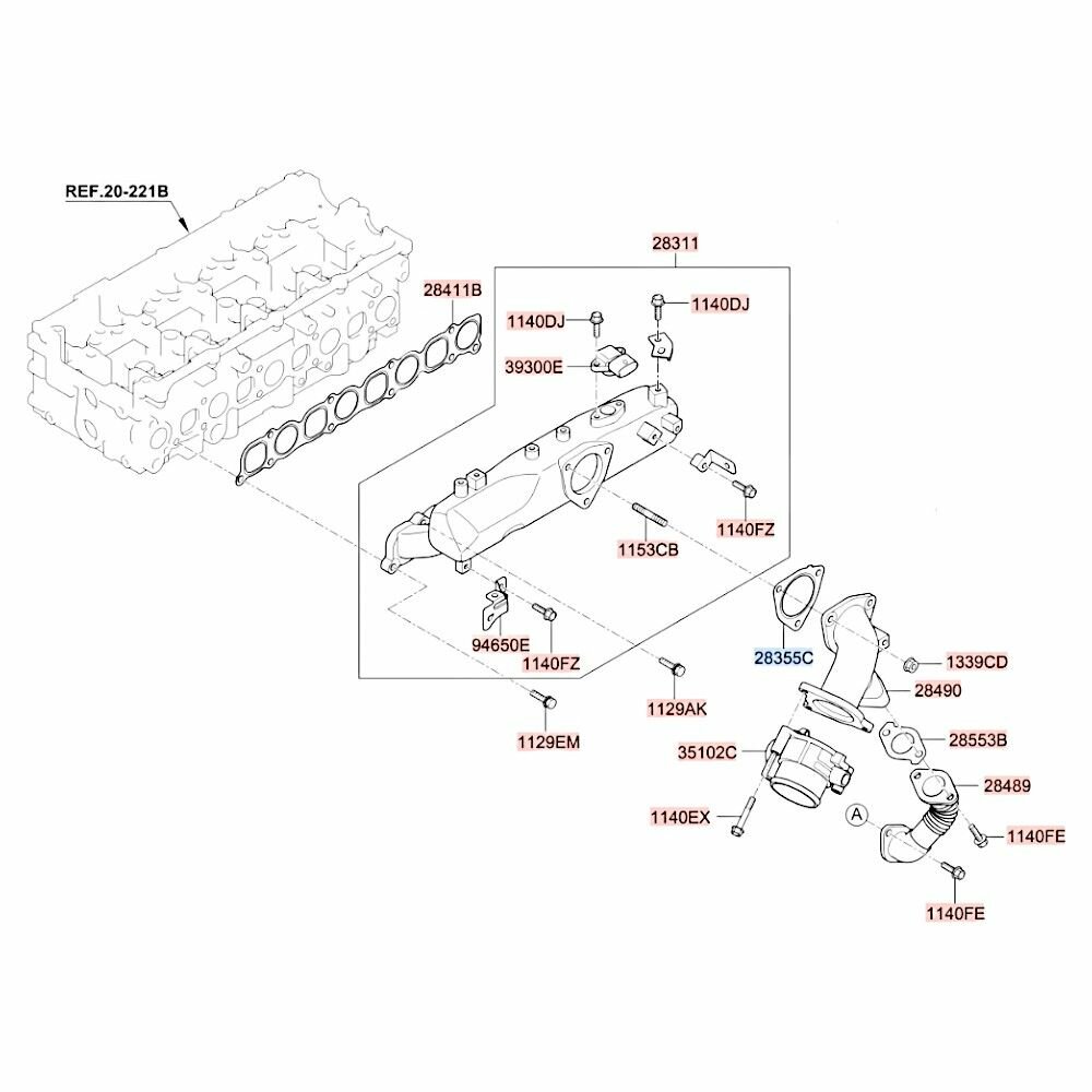 Прокладка коллектора впускного EGR D4CB (металл) Porter2 (Оригинал)
