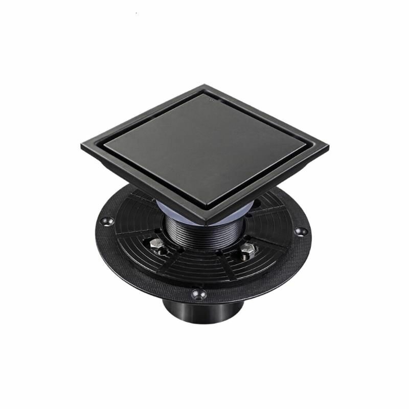 Квадратный напольный слив для душа 4 дюйма с легкой очисткой и простой установкой, Черный - 4 дюйма