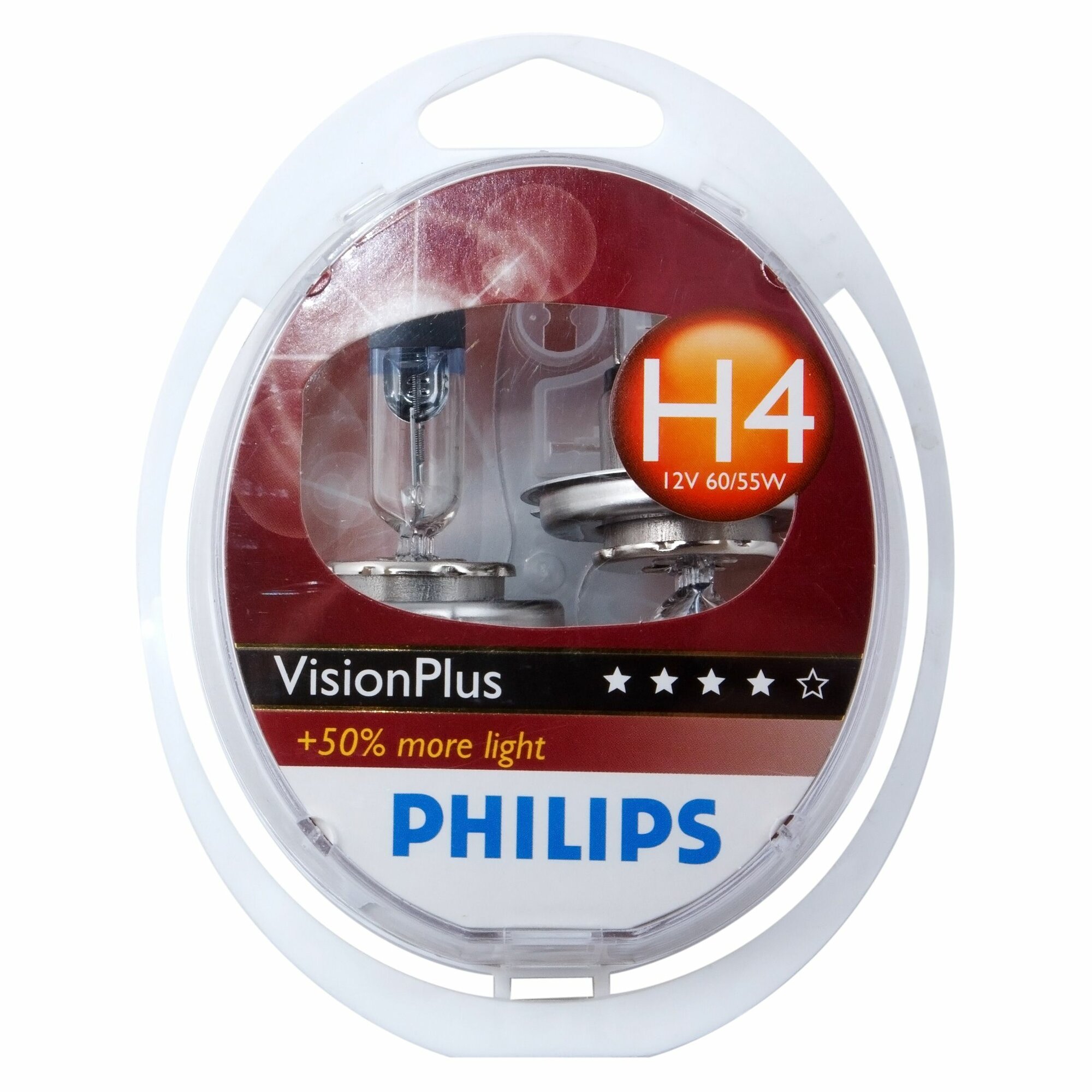 Автолампа H4 60/55W P43t-38+60% VisionPlus 12V, 2 шт