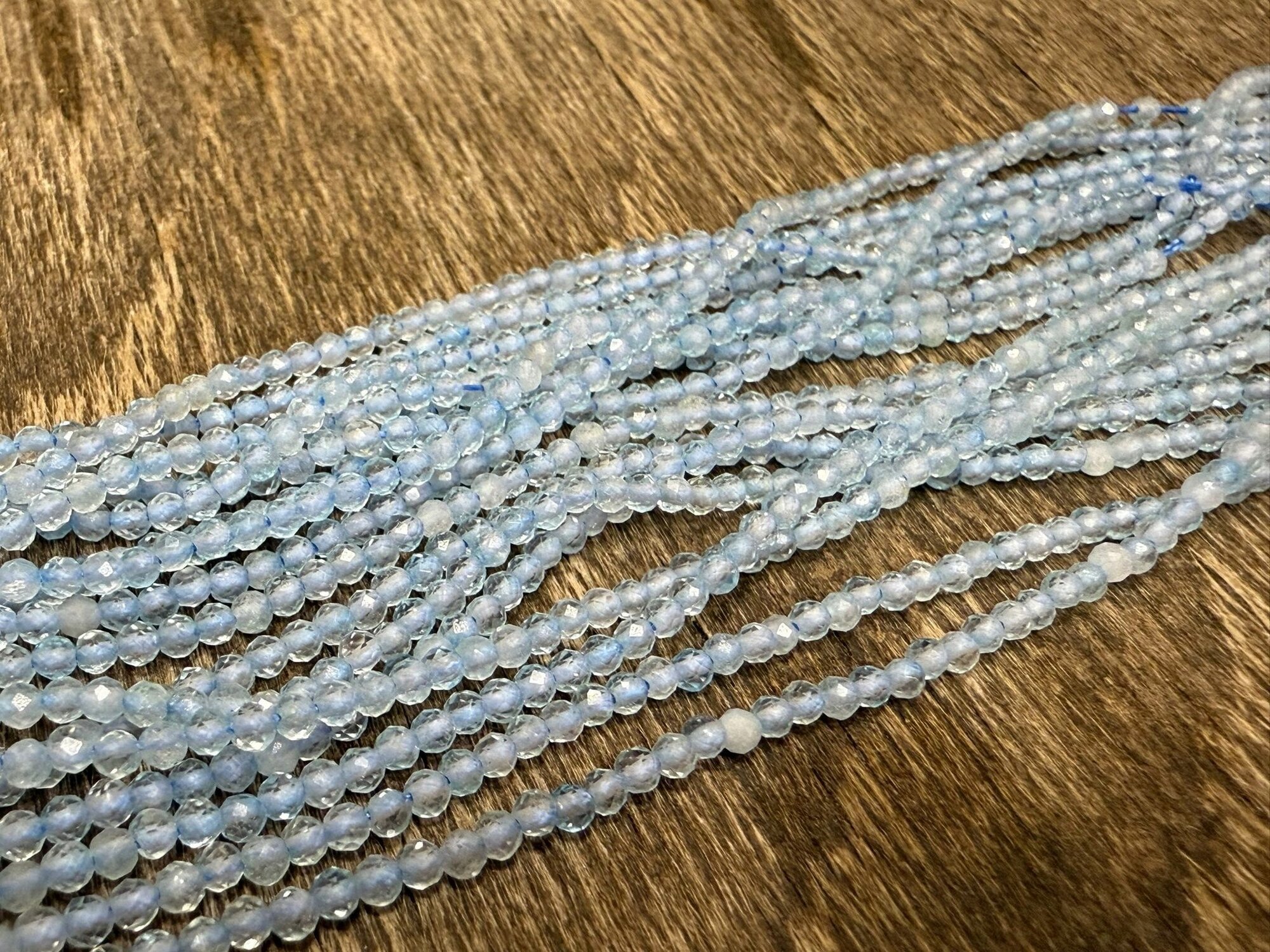 Бусины топаз А шар граненый 2 мм, нить 39 см, Suntrim