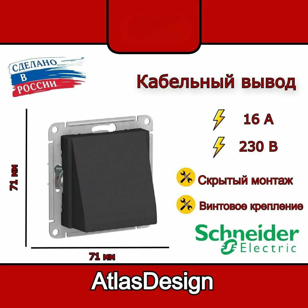 Вывод кабеля, карбон, Schneider Electric AtlasDesign