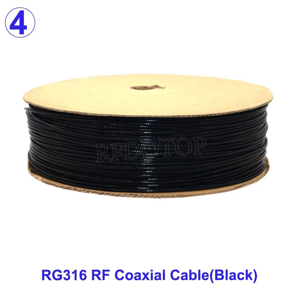 RFDOTOP RG316 коаксиальный кабель 50 Ом 20M, Black
