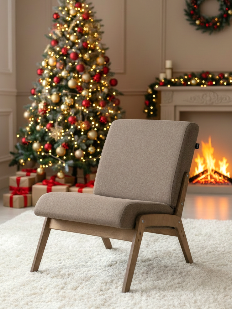 Кресло для отдыха "левита" от "Мягкой посадки" без подлокотников, обивка коричневая рогожка