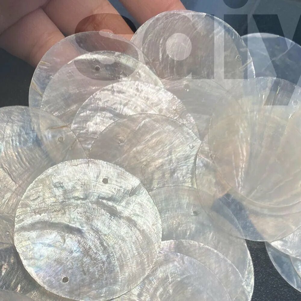 100 шт. круглые натуральные ракушки, морские раковины капиз, 2-дюймовые ракушки устриц