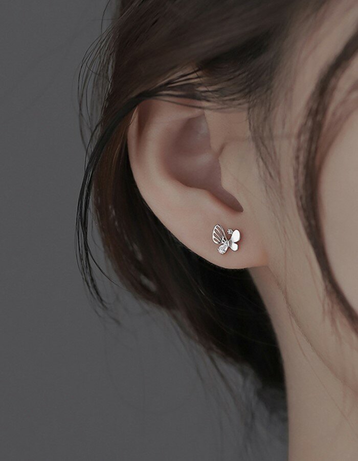 Серьги пусеты, циркон