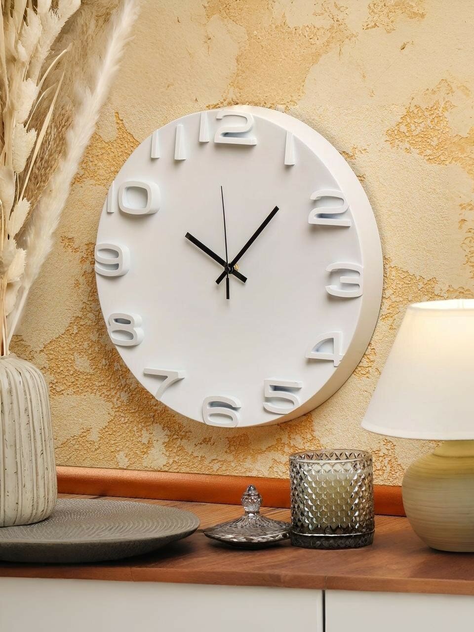 Часы настенные интерьерные, декор для дома, 33.5 см, белые