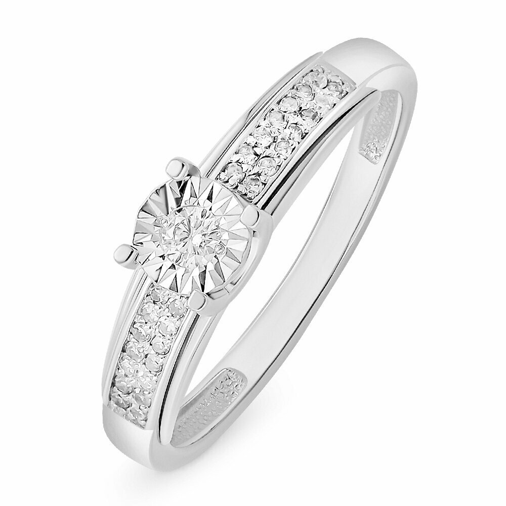 Кольцо, белое золото, 585 проба, родирование, бриллиант