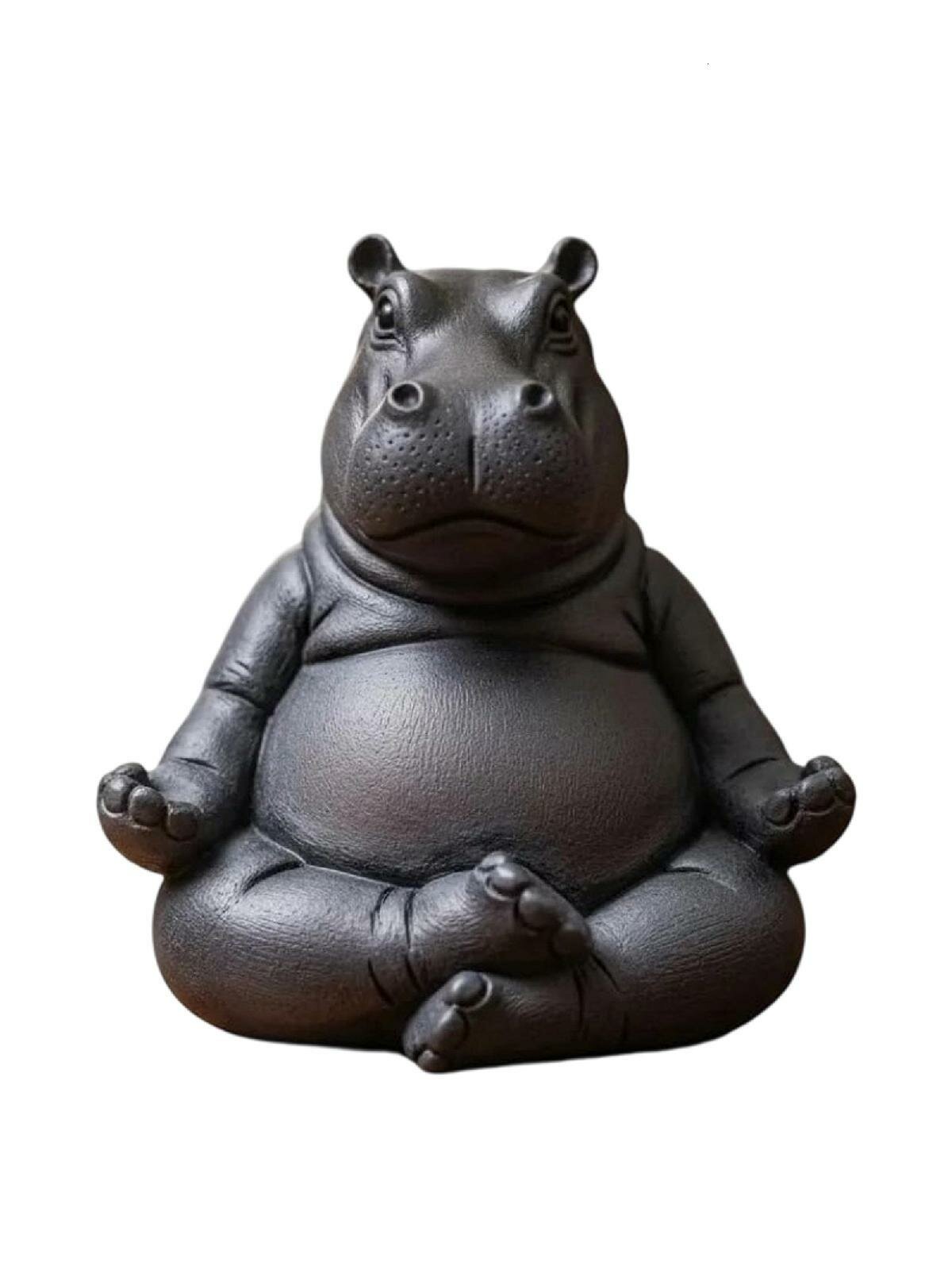 Художественная Пластиковая статуя в виде Неуклюжего Бегемота для домашних Медитаций Угловые Декоры