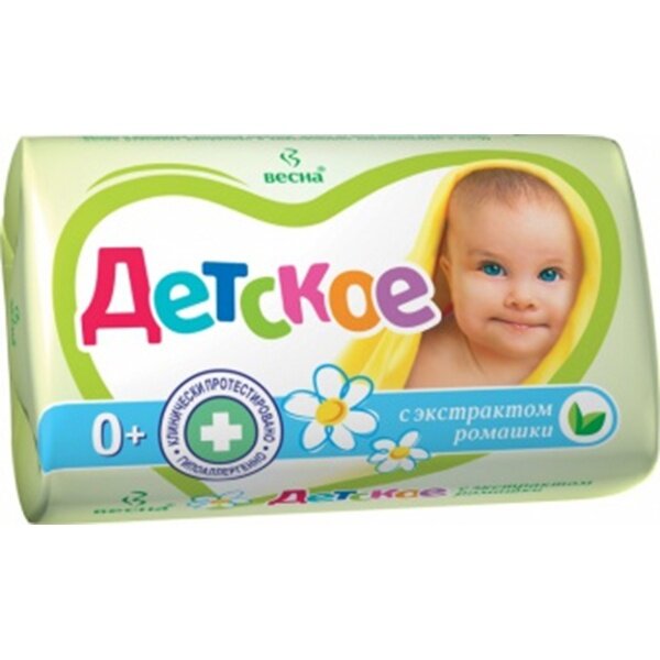 Крем-мыло твердое весна косметик "Детское" с экстрактом ромашки, 90 гр, от 0 мес (11651)