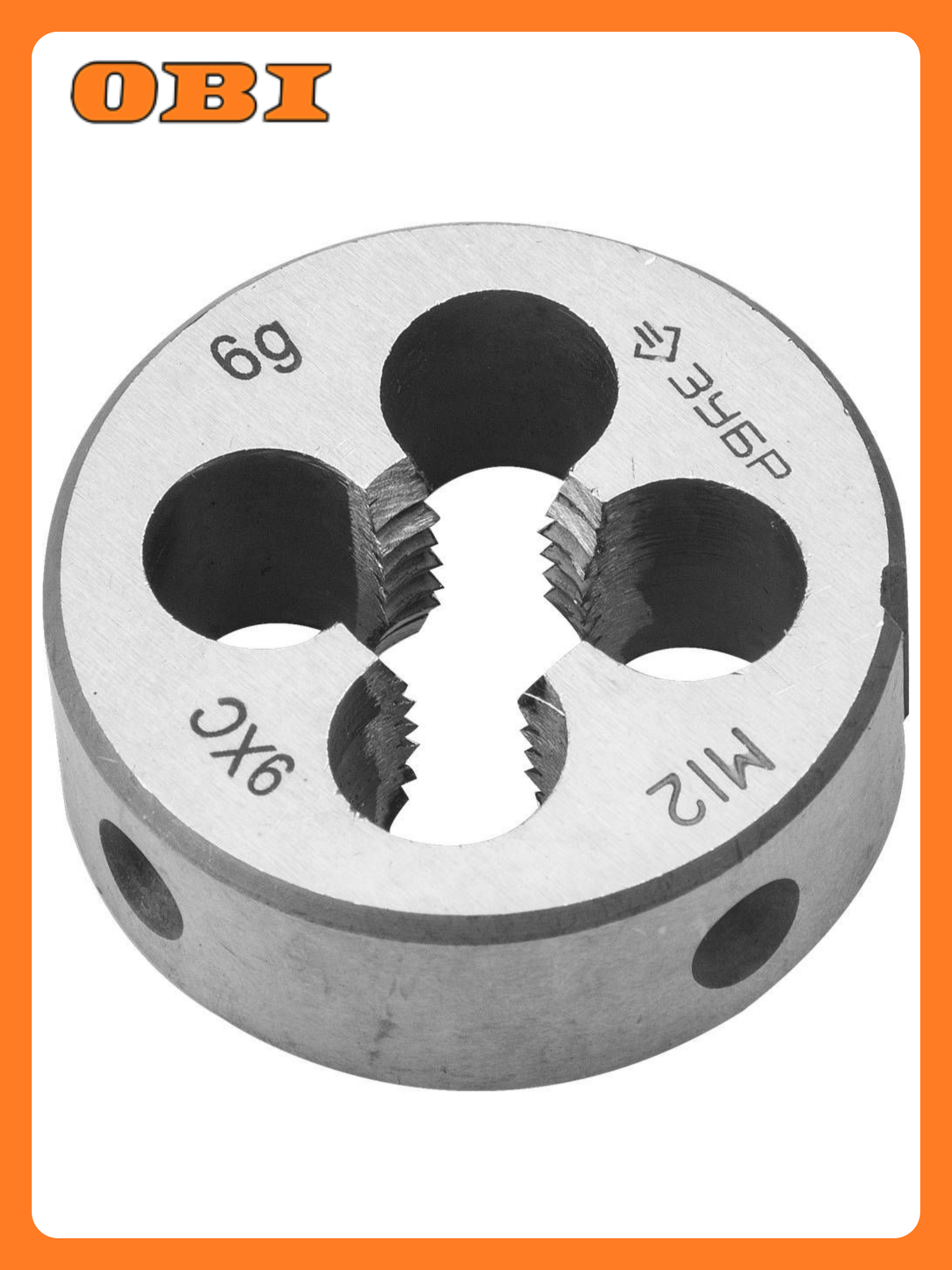 ЗУБР М12x1.75мм, плашка, сталь 9ХС, круглая ручная