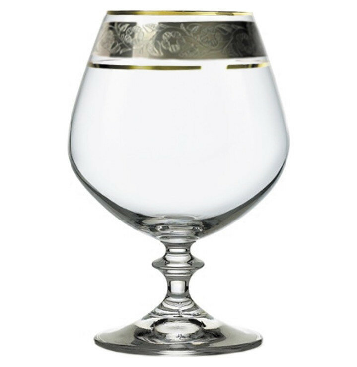 Бокал для бренди 400 мл 1 шт Crystalex CZ s.r.o. "Анжела /Цветочный узор на платине" / 005189