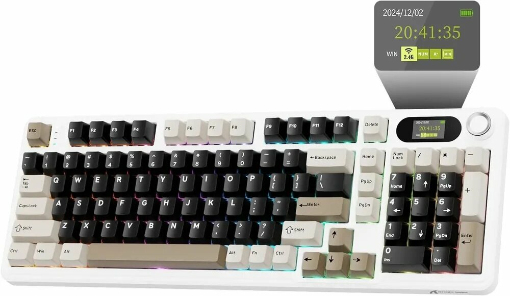 ATTACK SHARK Клавиатура беспроводная X98PRO, (Blueberry), Русская раскладка, светло-серый, белый