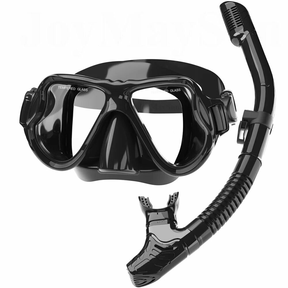 Комплект Для Дайвинга: Маска Для Взрослых, Сухой Шноркель, Полнолицевая Маска С Черный, AllBlack